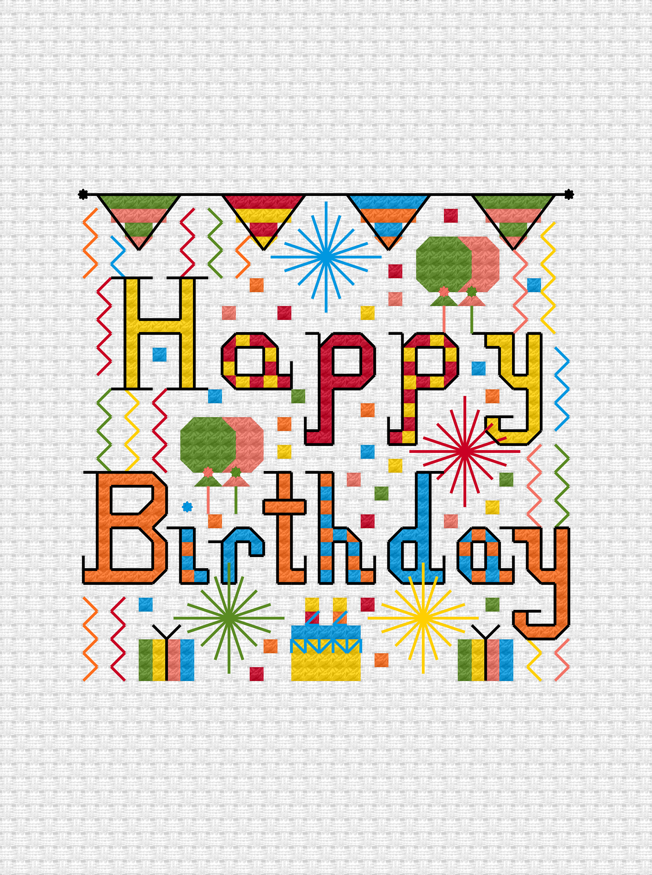 Happy Birthday Cross Stitch, Digital Pattern PDF - Digital Chart - PDF ...