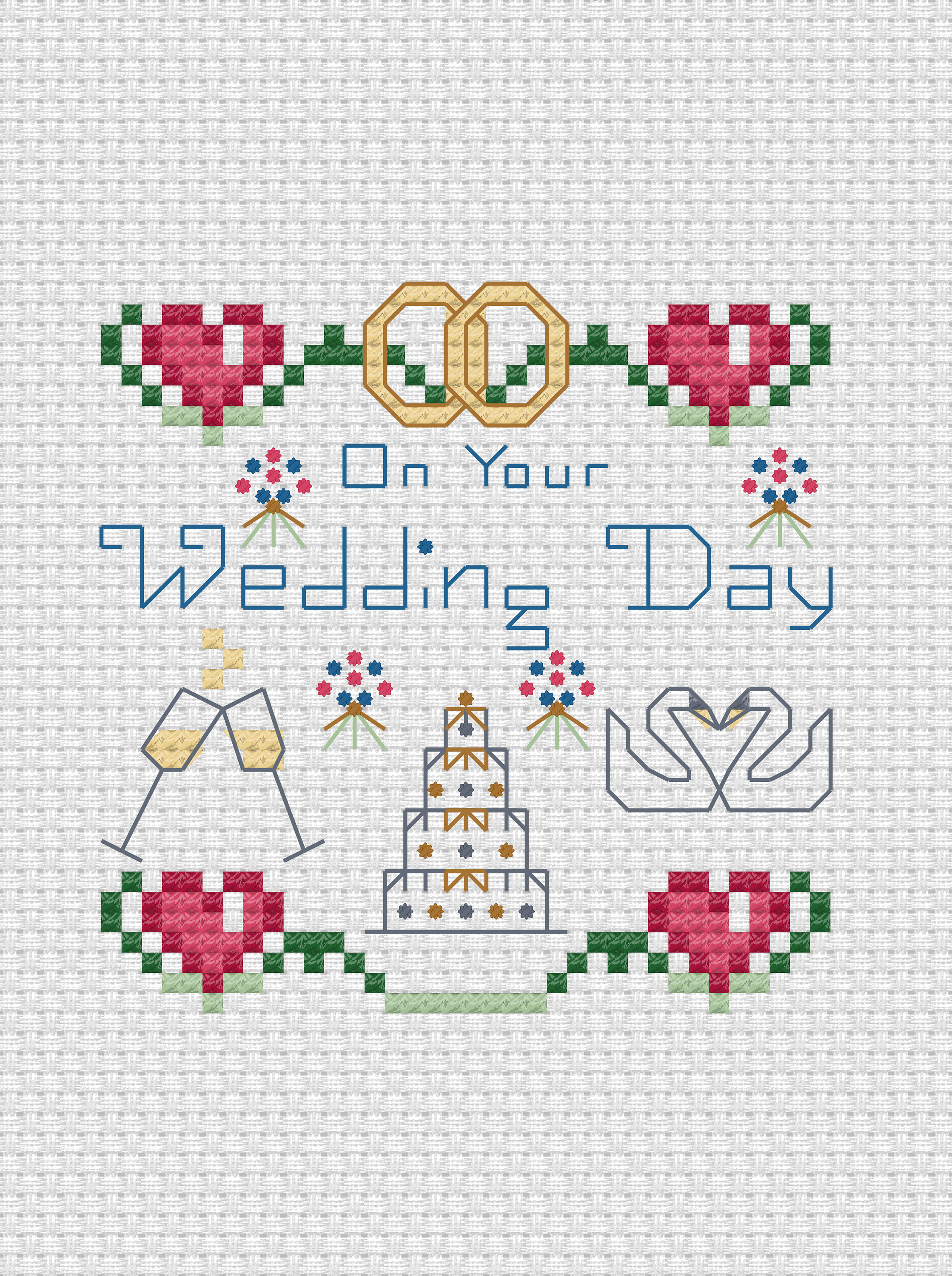 Wedding Day Cross Stitch Pattern - Cake & Swans, Instant Download (PDF ...