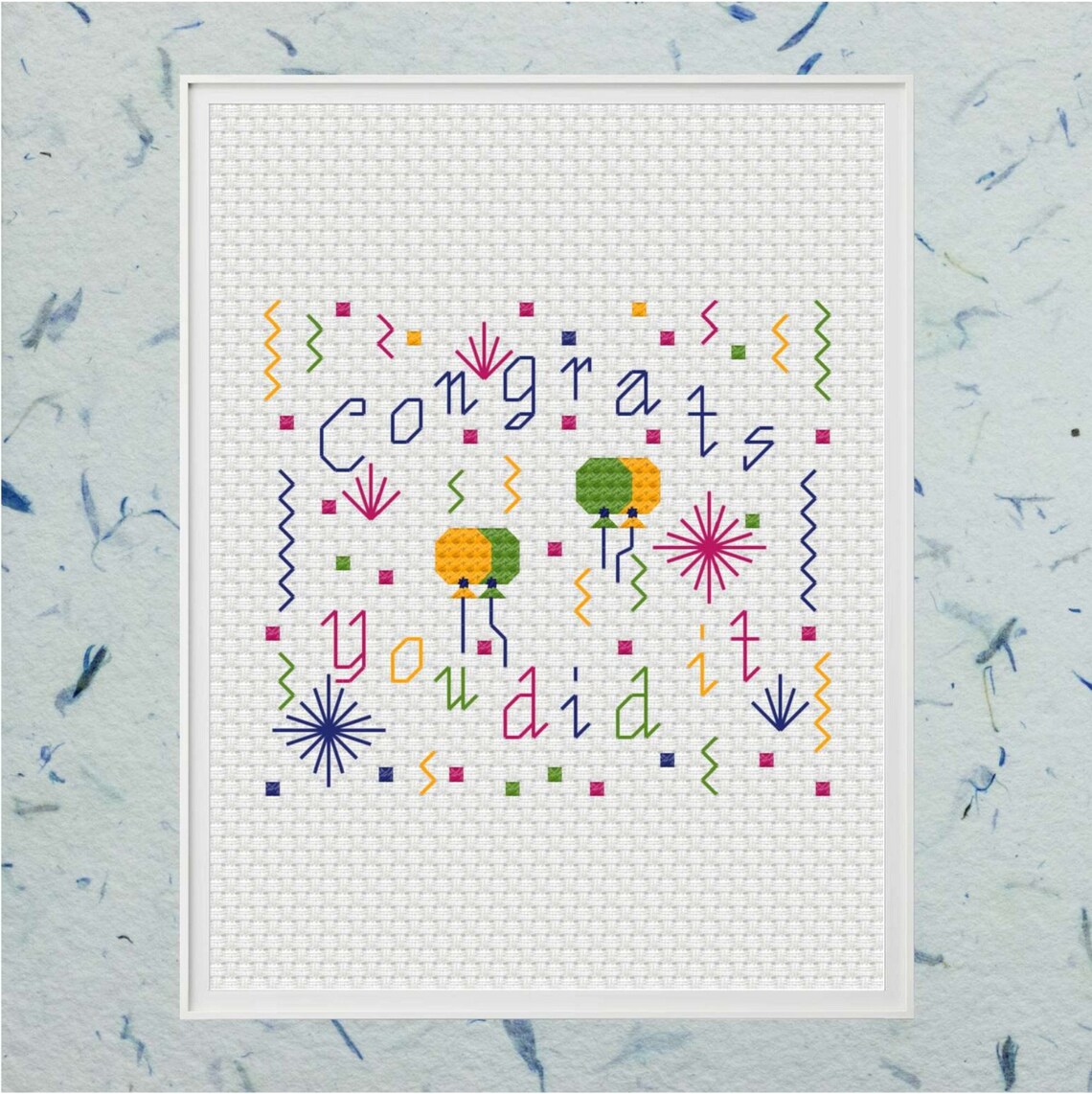 Congrats, You Did It Digital PDF Cross Stitch Pattern - Congratulations ...