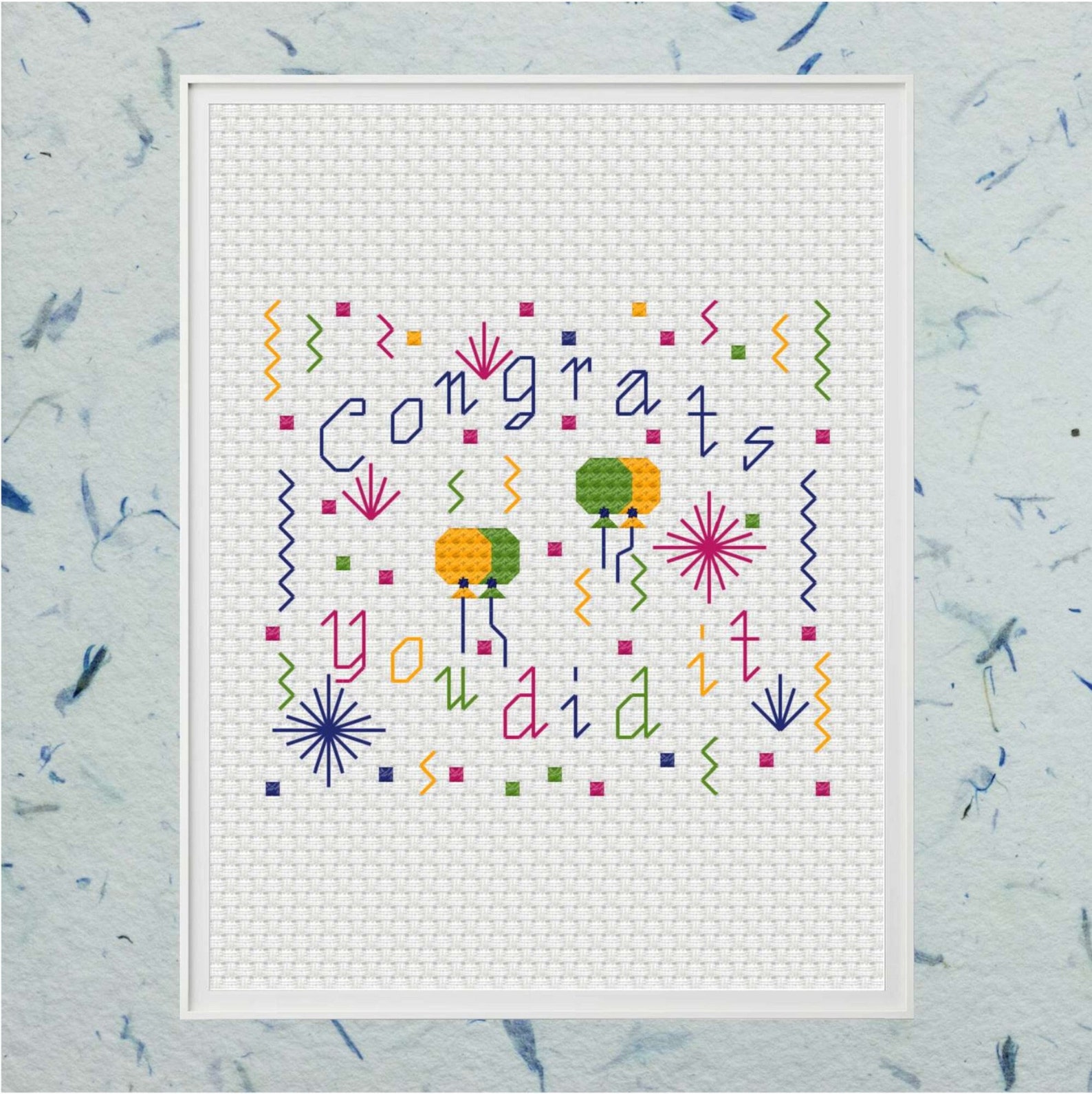 Congrats, You Did It Digital PDF Cross Stitch Pattern - Congratulations ...