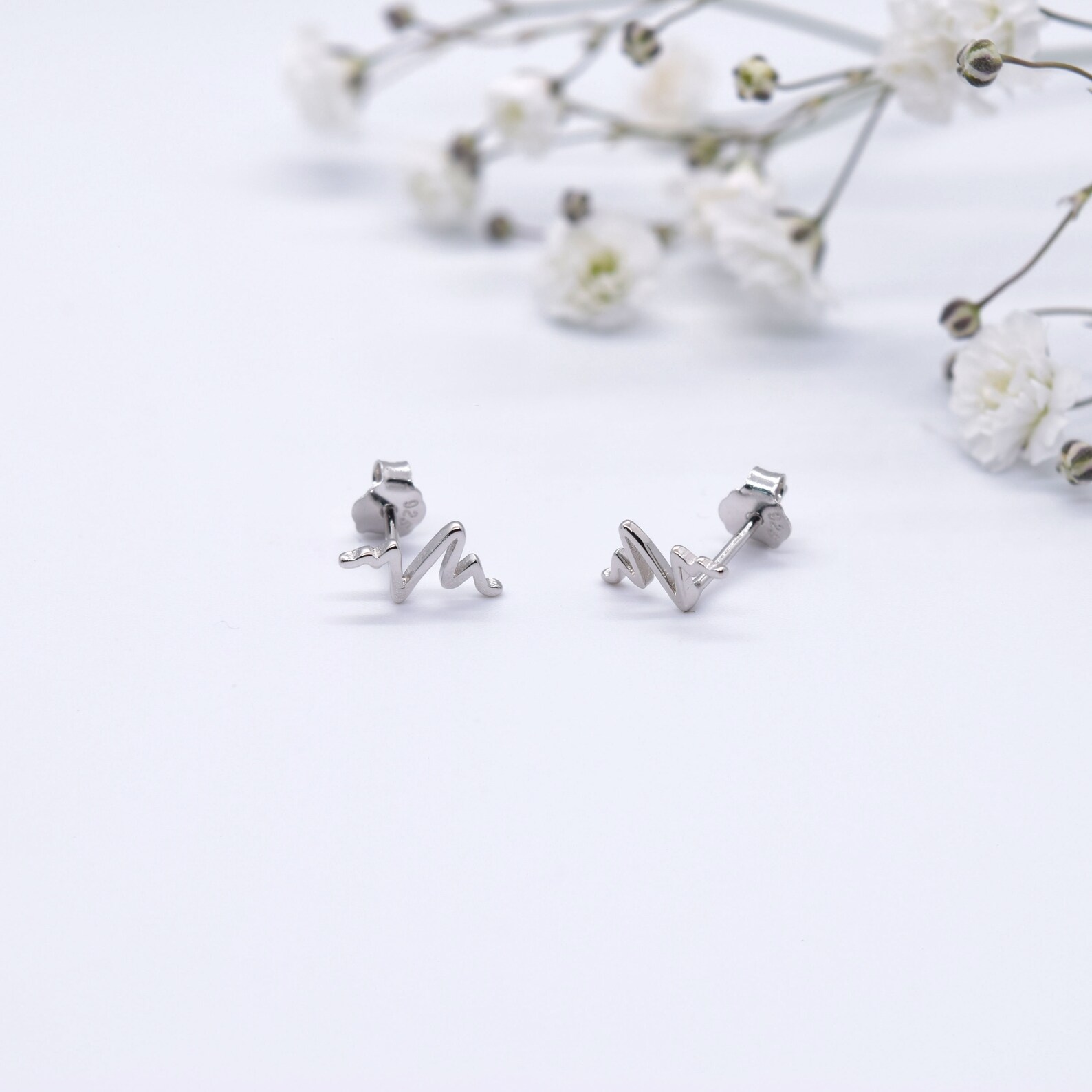 Heartbeat Minimalist Stud Earrings * Sterling Silver Beat, Pulse, Life ...