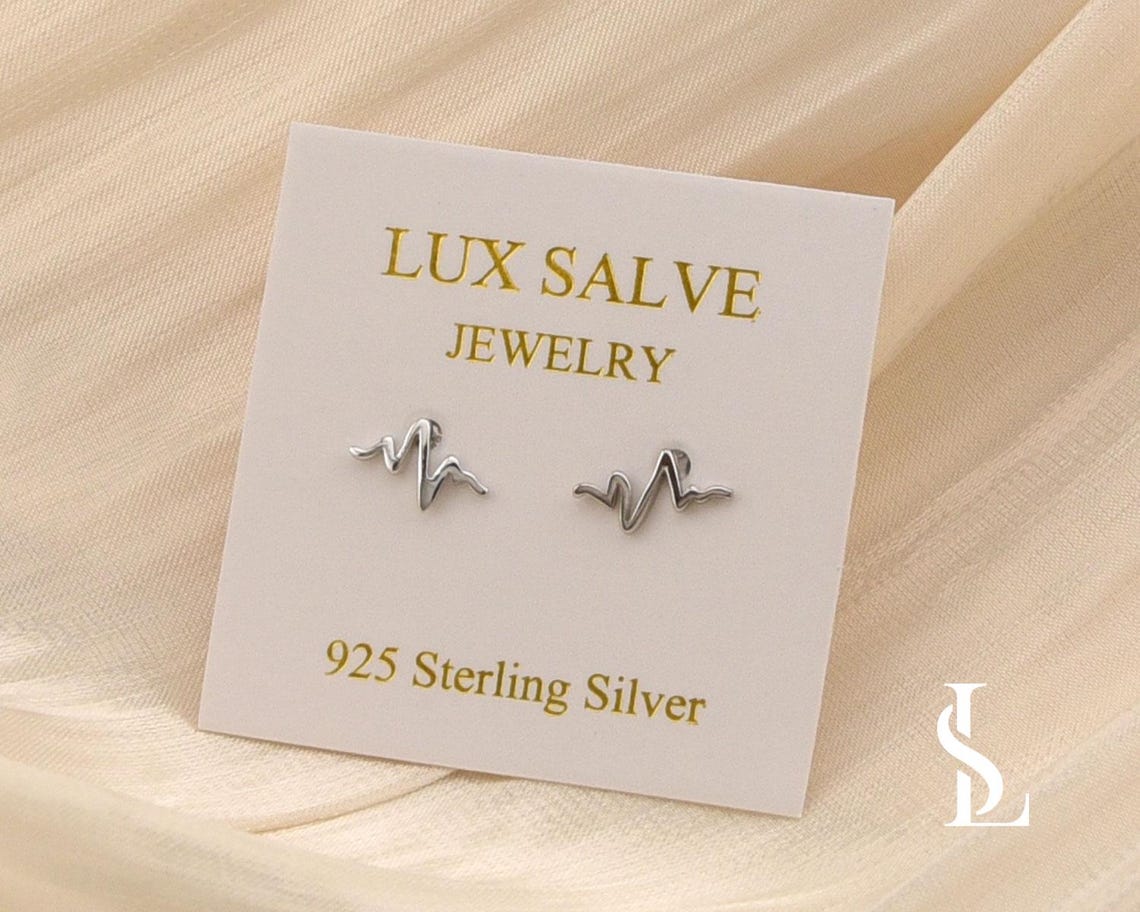 Heartbeat Minimalist Stud Earrings * Sterling Silver Beat, Pulse, Life ...