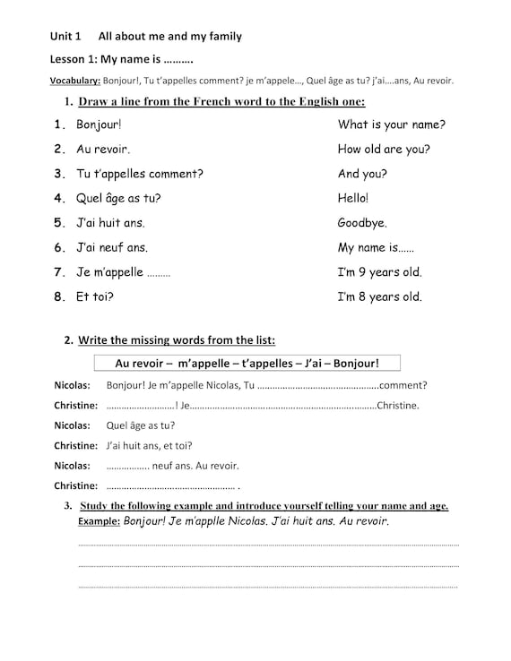 French Unit All About Me and My Family La Famille - Etsy