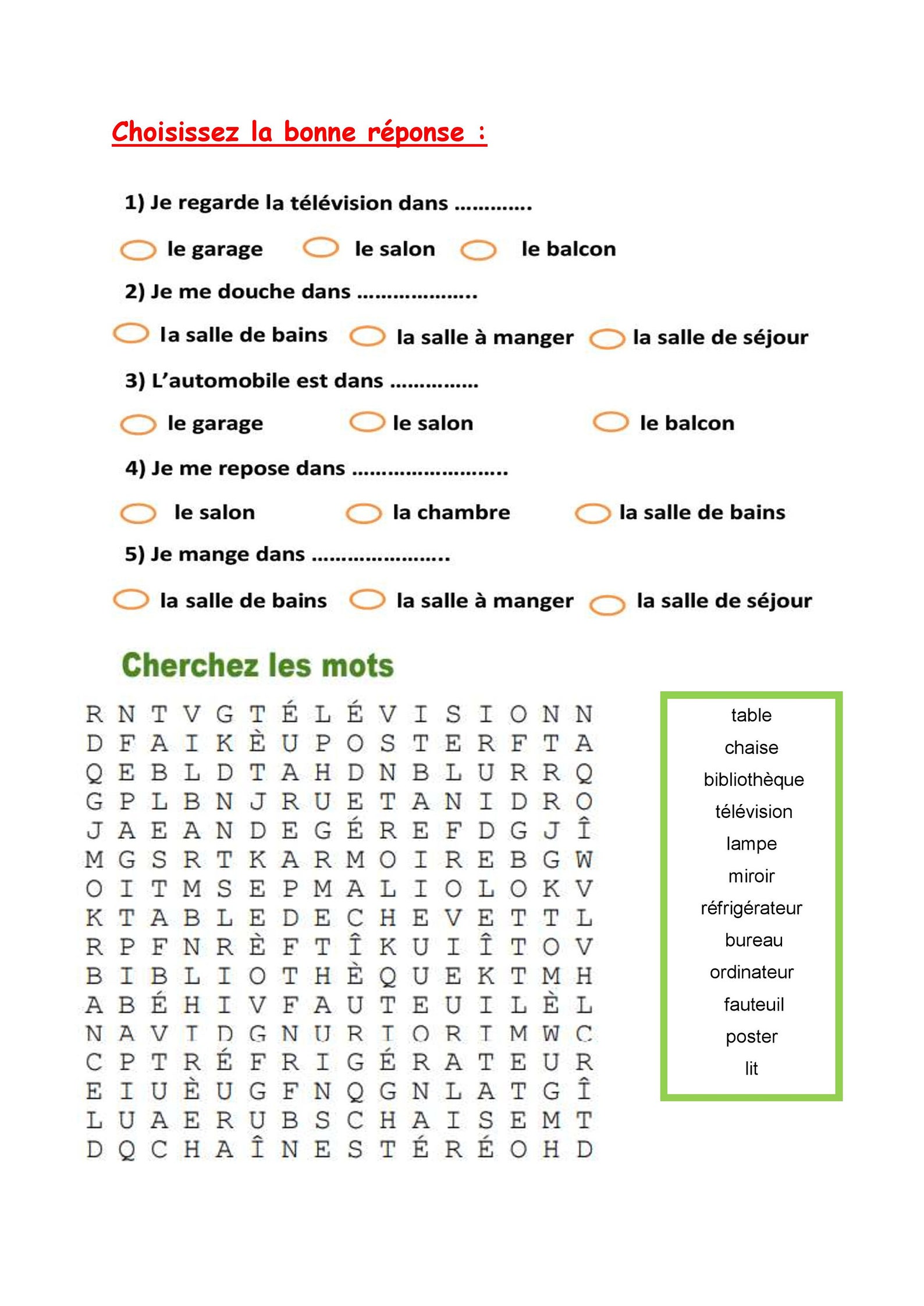 French Worksheet - Bienvenue Chez Moi - Welcome to My House - Etsy