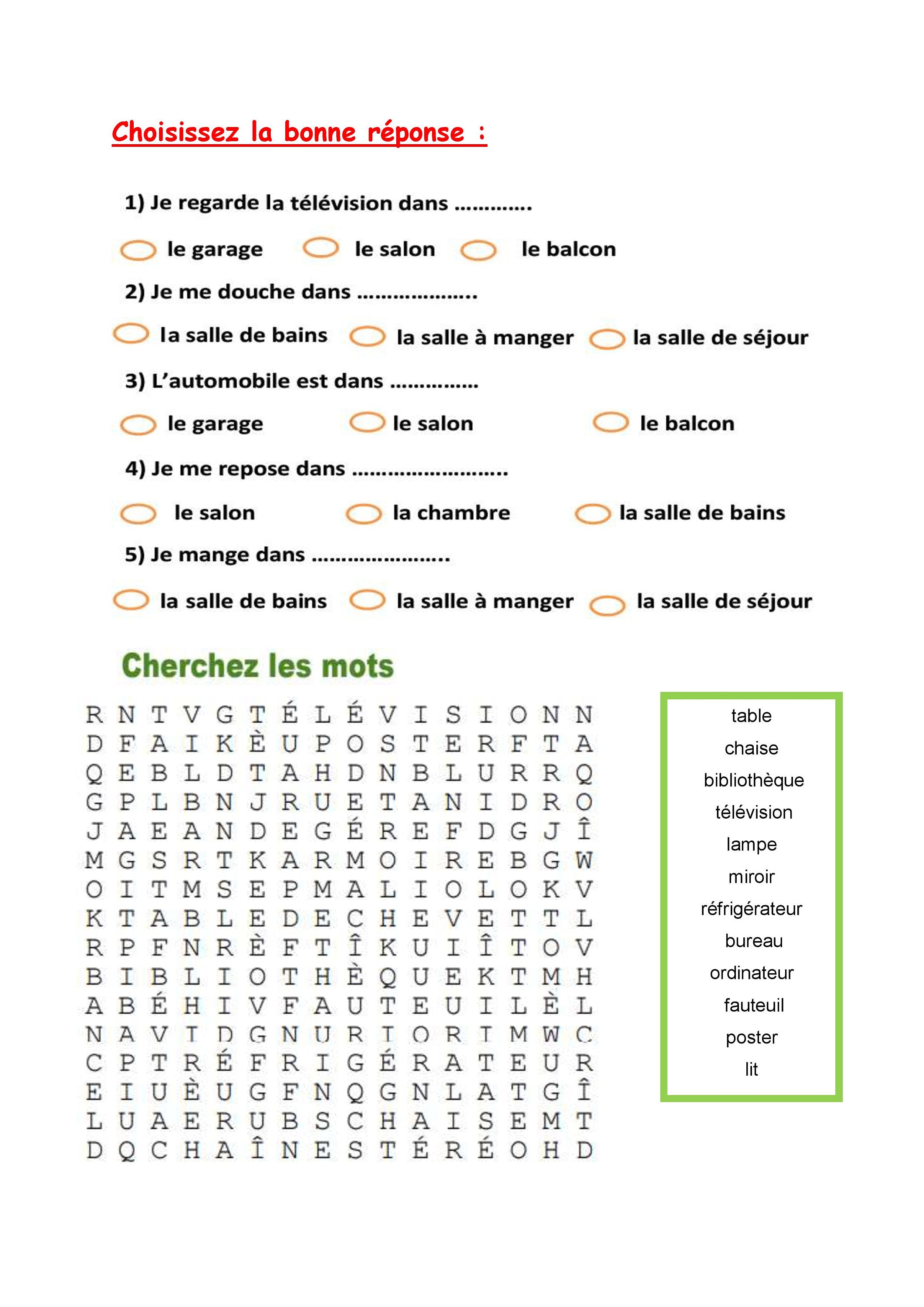 French Worksheet - Bienvenue Chez Moi - Welcome to My House - Etsy