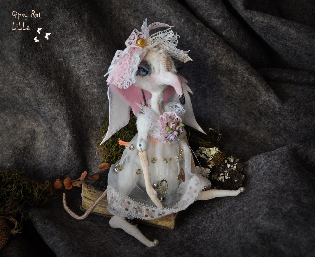 GNOME WHITE Rat by Ratberry. Fairy Mistique Doll With Picky Hat and ...