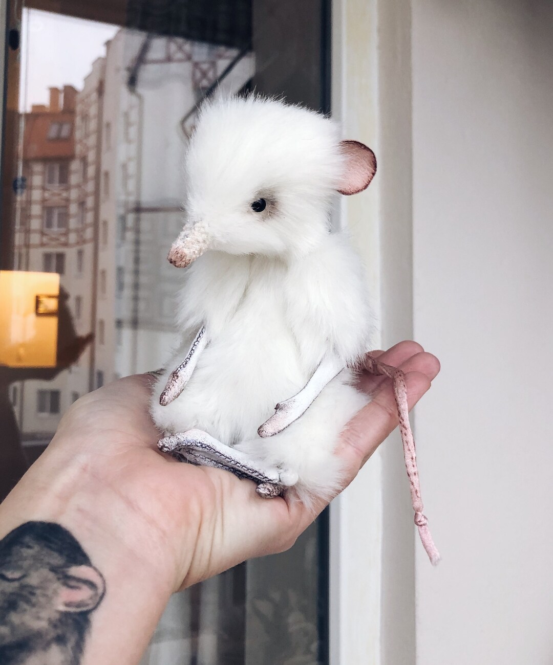 FLUFFY White Rat by Ratberry. Plush Creepy Rat by Ratberry. Textile Art ...