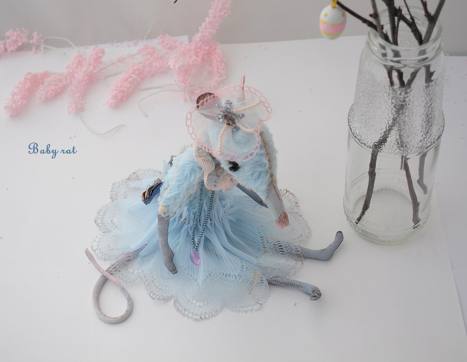 Baby Blue Mouse Art Doll. Poseable Miniature Rat in Tutu - Etsy