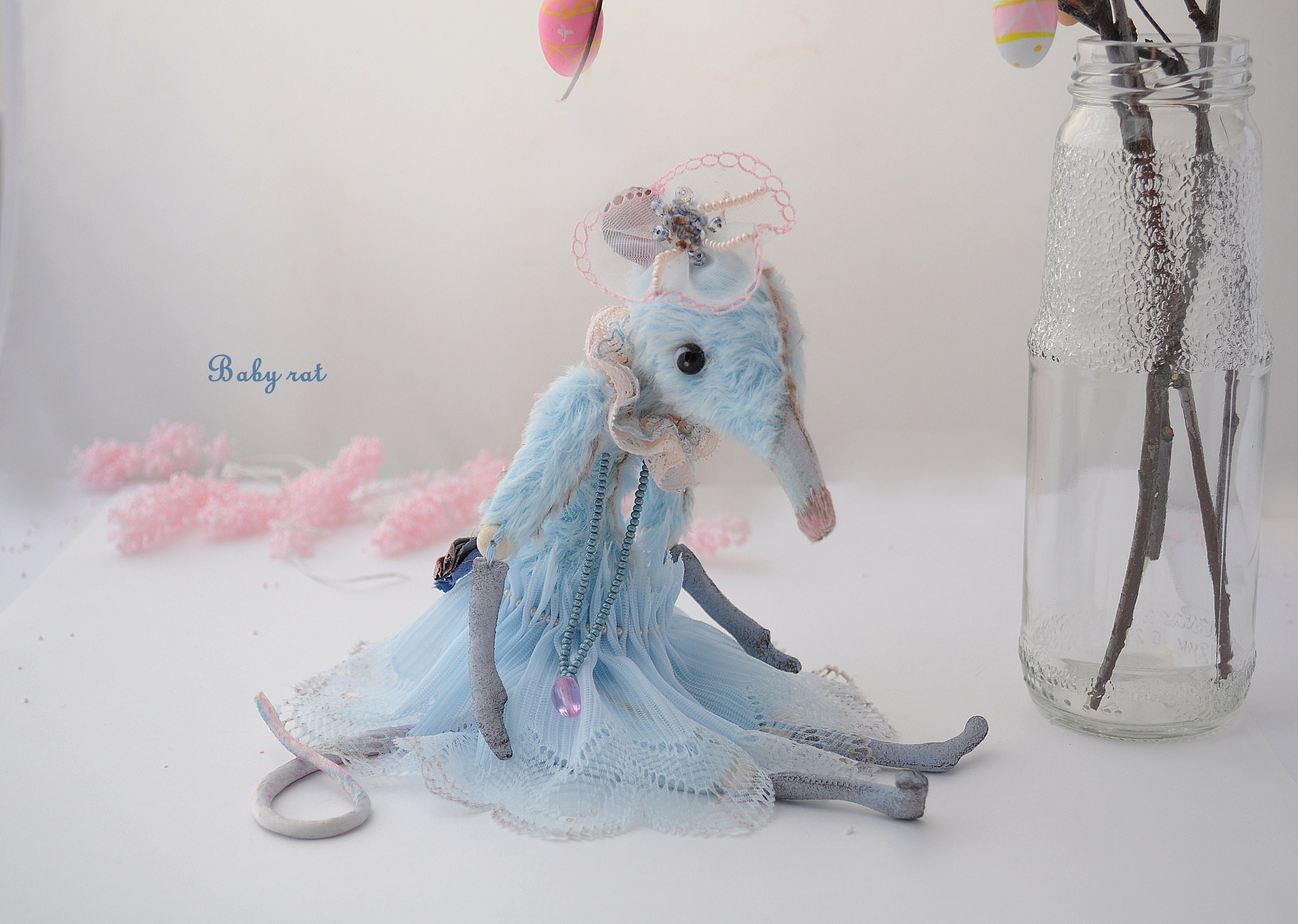 Baby Blue Mouse Art Doll. Poseable Miniature Rat in Tutu - Etsy