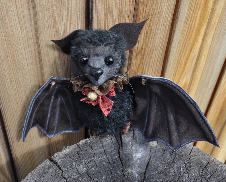 Stuffed Black Bat, Stuffed Plush Bat Toy by Ratberry, Cute Deep Black ...