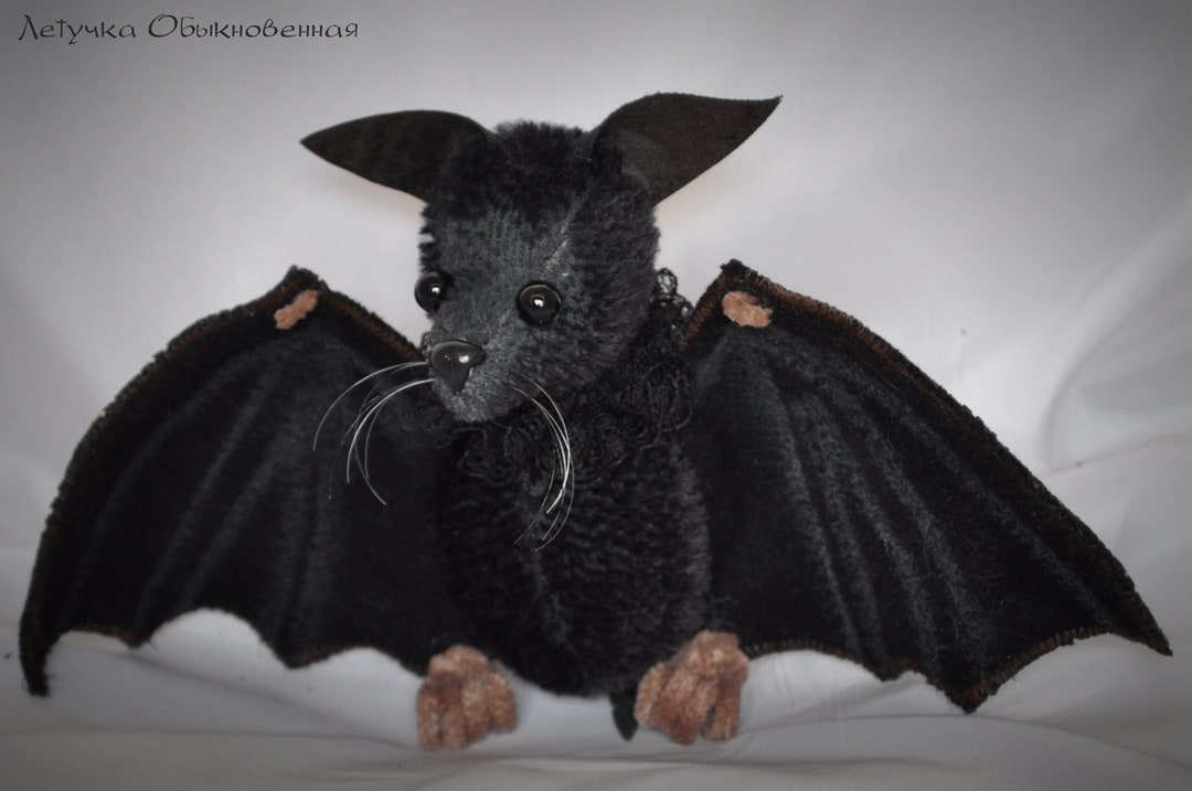 Stuffed Black Bat, Stuffed Plush Bat Toy by Ratberry, Cute Deep Black ...