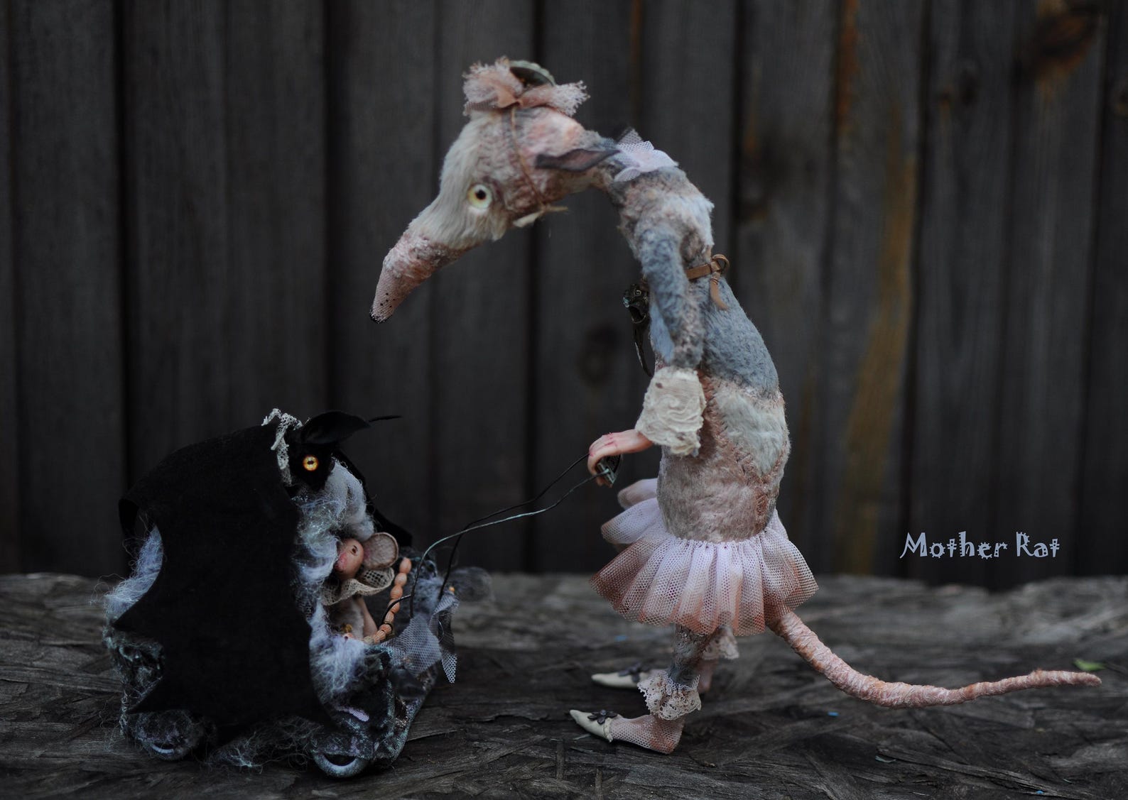 Gothic Doll Mother Rat With Carriage and Babies. Halloween Art Doll ...