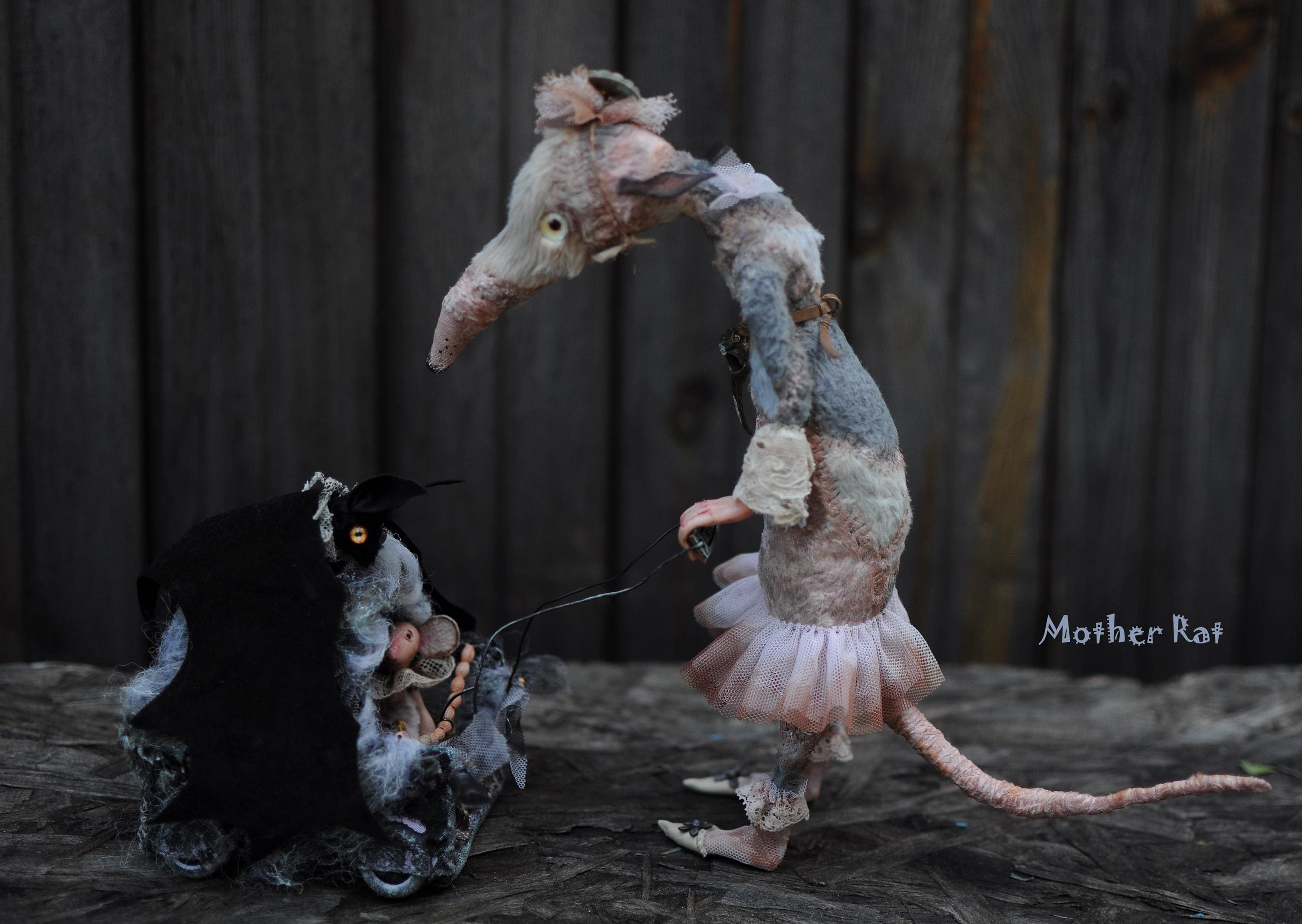 Gothic Doll Mother Rat With Carriage and Babies. Halloween Art Doll ...