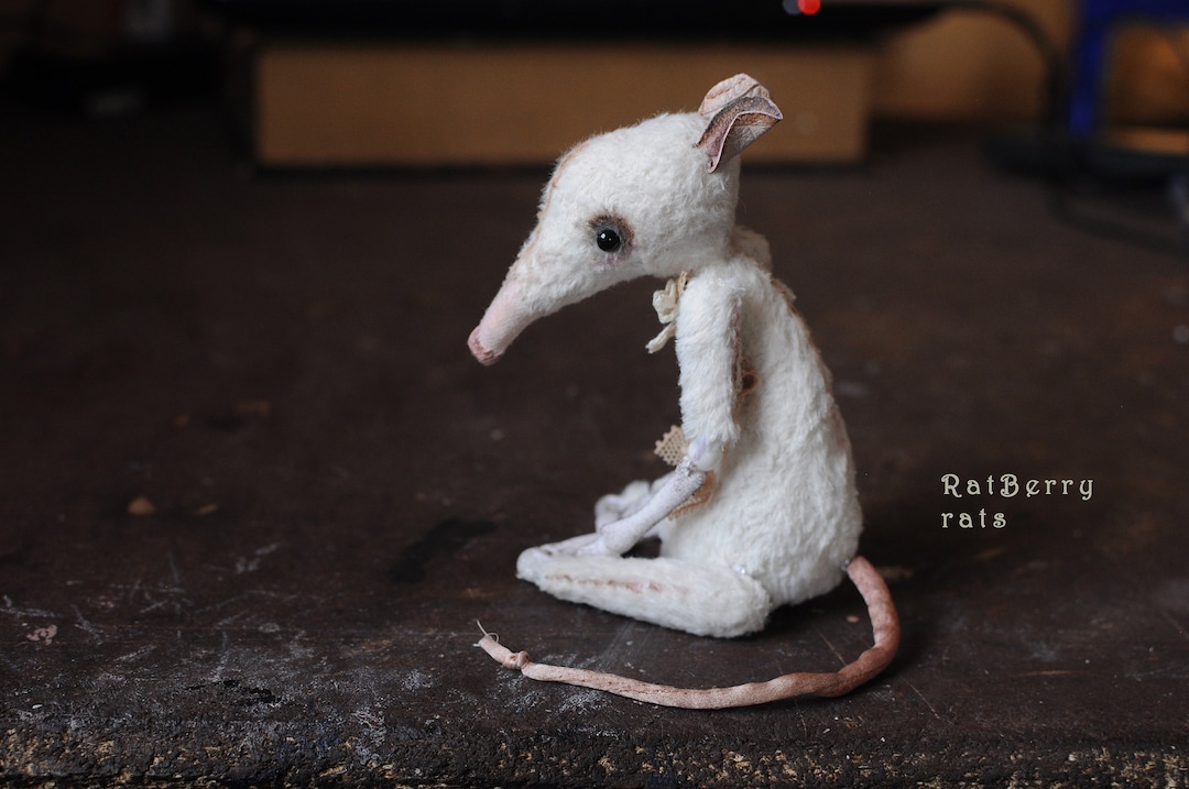 Baby Handmade White Rat Art Doll. Poseable Miniature Plushie by ...