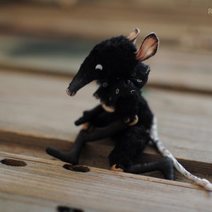 TINY Black Boy Rat. Bjd Stuffed Animal Cute Rat by Ratberry. Blythe and ...