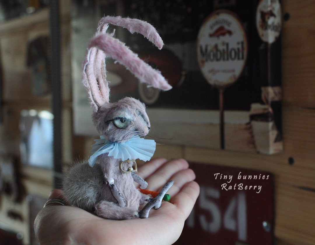CUSTOM Color Tiny Bunny Doll by Ratberry. Miniature Movable Rabbit Toy ...