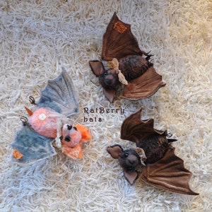 Halloween Bat, Stuffed Plush Bat Toy by Ratberry, Cute Orange-blue ...