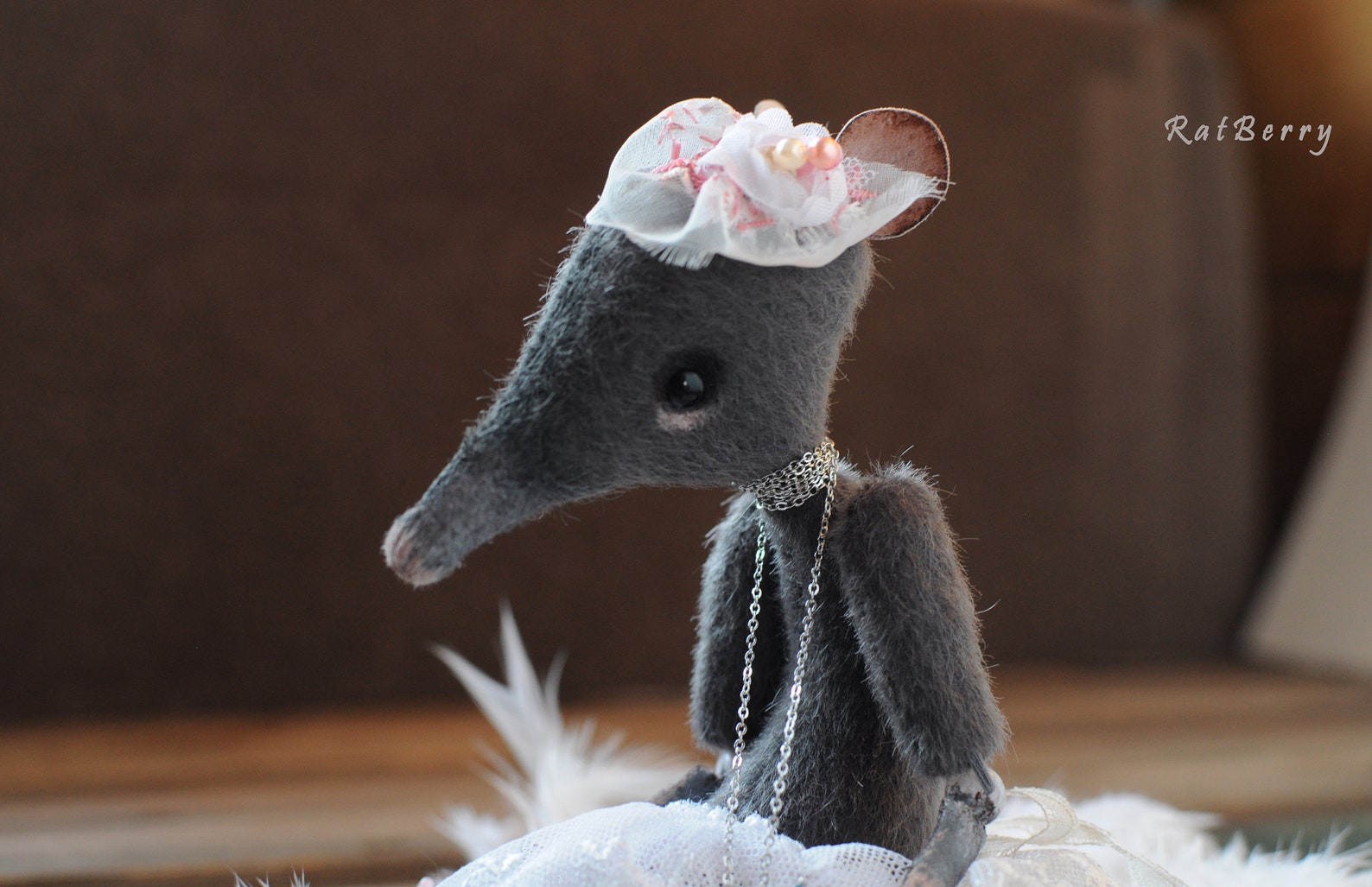 BABY Grey Rat Custom by Ratberry. Creepy Doll Mouse. Halloween Poseable ...