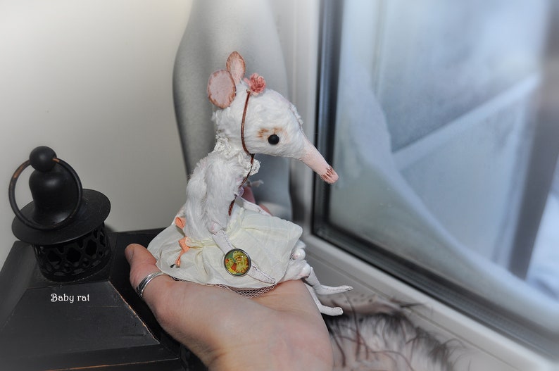 Baby Poseable White Rat Art Doll in Tutu. Creepy Gothic Miniature Mouse ...