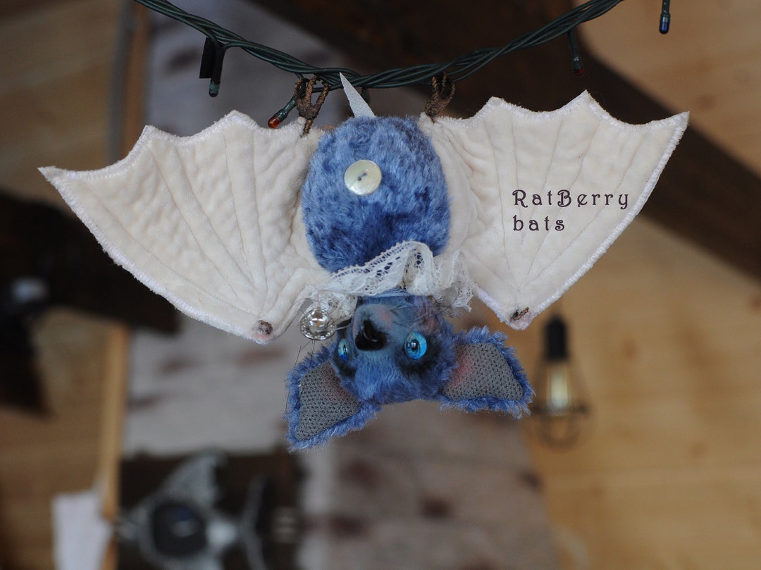 Halloween Bat, Stuffed Plush Bat Toy by Ratberry, Cute Blue Plushie Bat ...