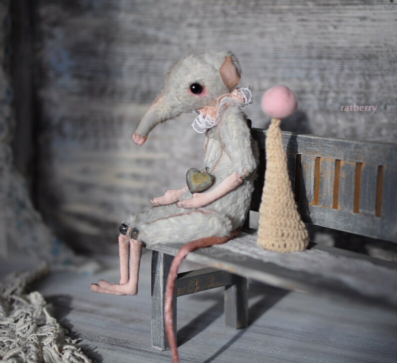 BABY Grey Rat Custom by Ratberry. Creepy Doll Mouse. Halloween Poseable ...