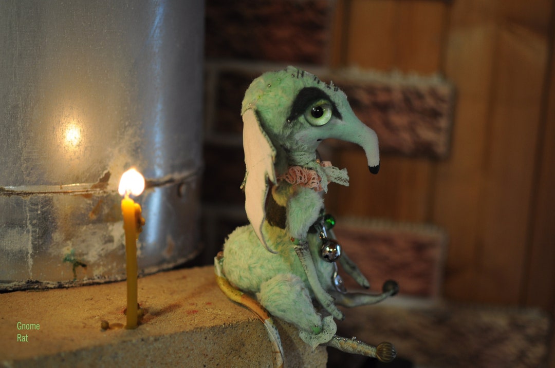 Gnome Rat Art Doll. Green Fairy Plushie With Picky Hat by Ratberry - Etsy