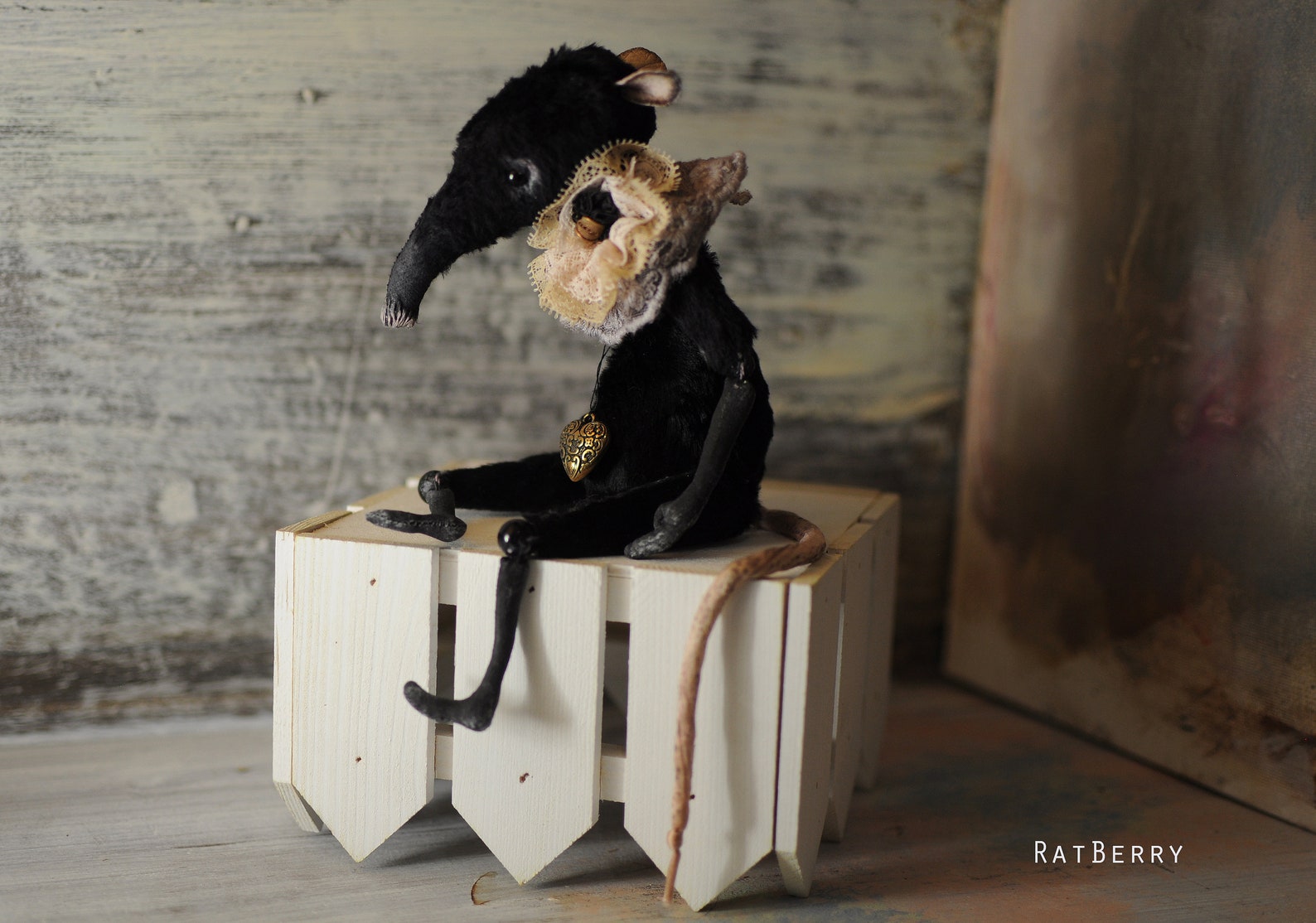 Poseable Black Rat Art Doll: Creepy Miniature With Crocheted Hat - Etsy