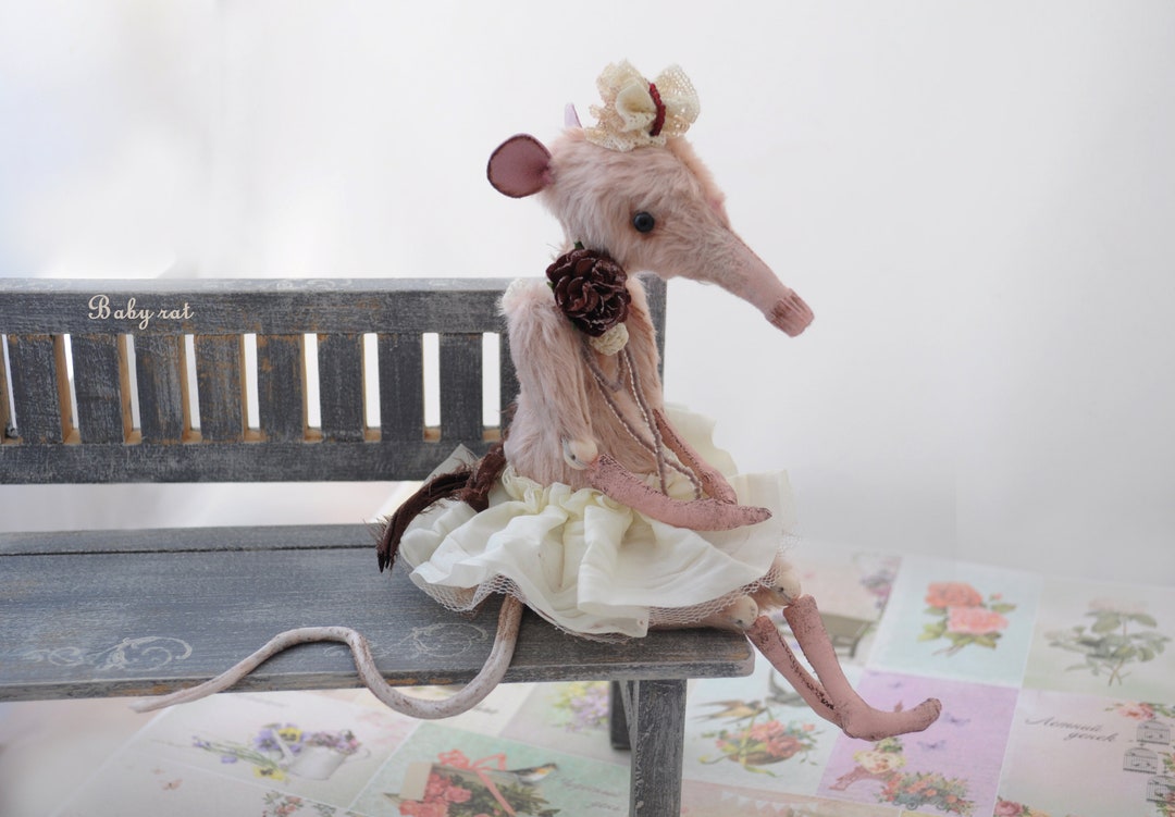 BABY Beige Girl Rat. Creepy Mouse Doll in Tutu. Mom Gift Postpartum ...