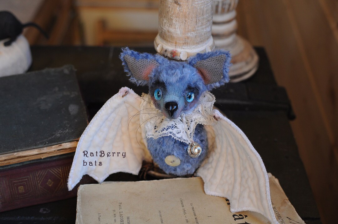 Halloween Bat, Stuffed Plush Bat Toy by Ratberry, Cute Blue Plushie Bat ...