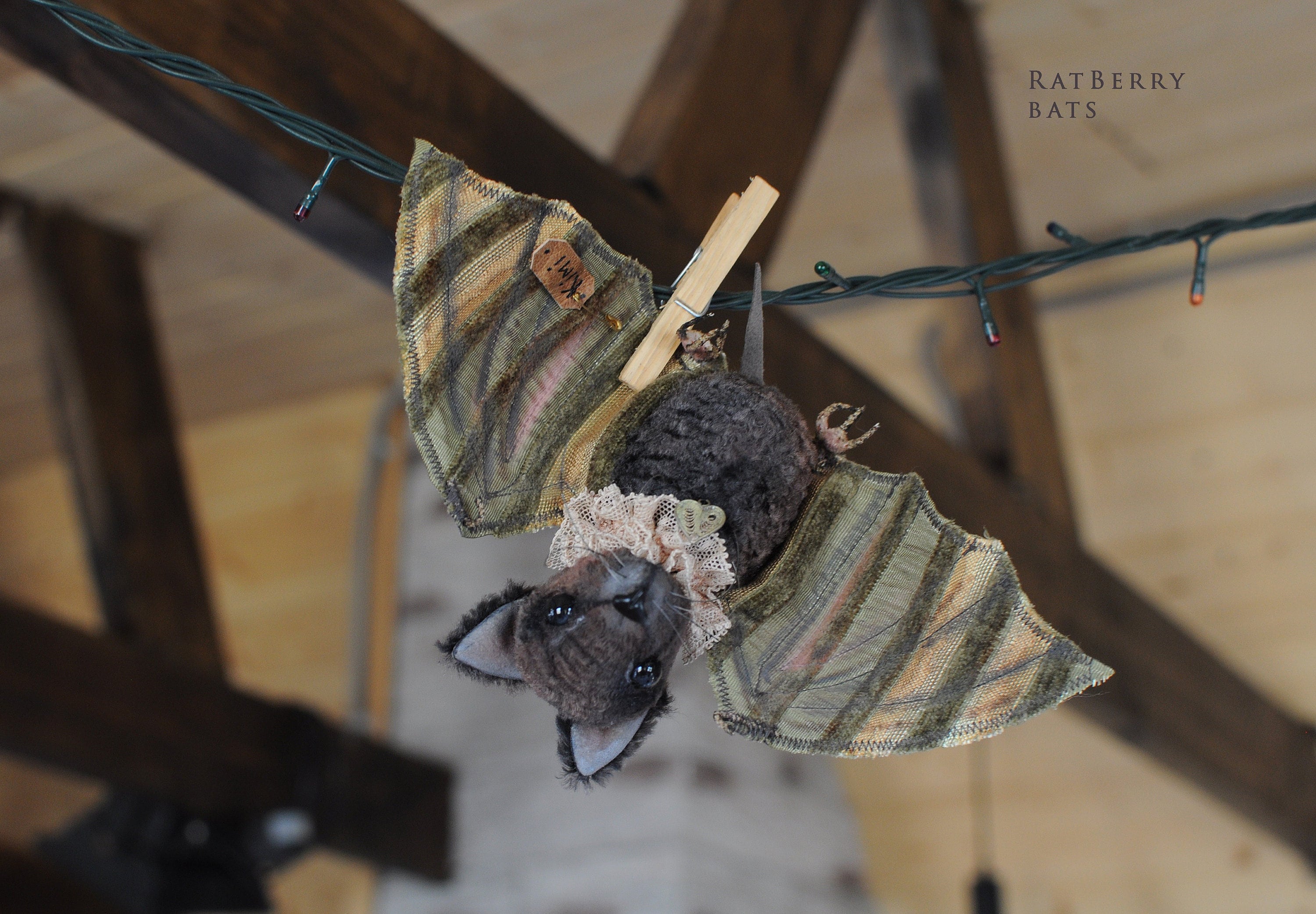 Halloween Bat, Stuffed Plush Bat Toy by Ratberry, Cute Brown Curly Bat ...