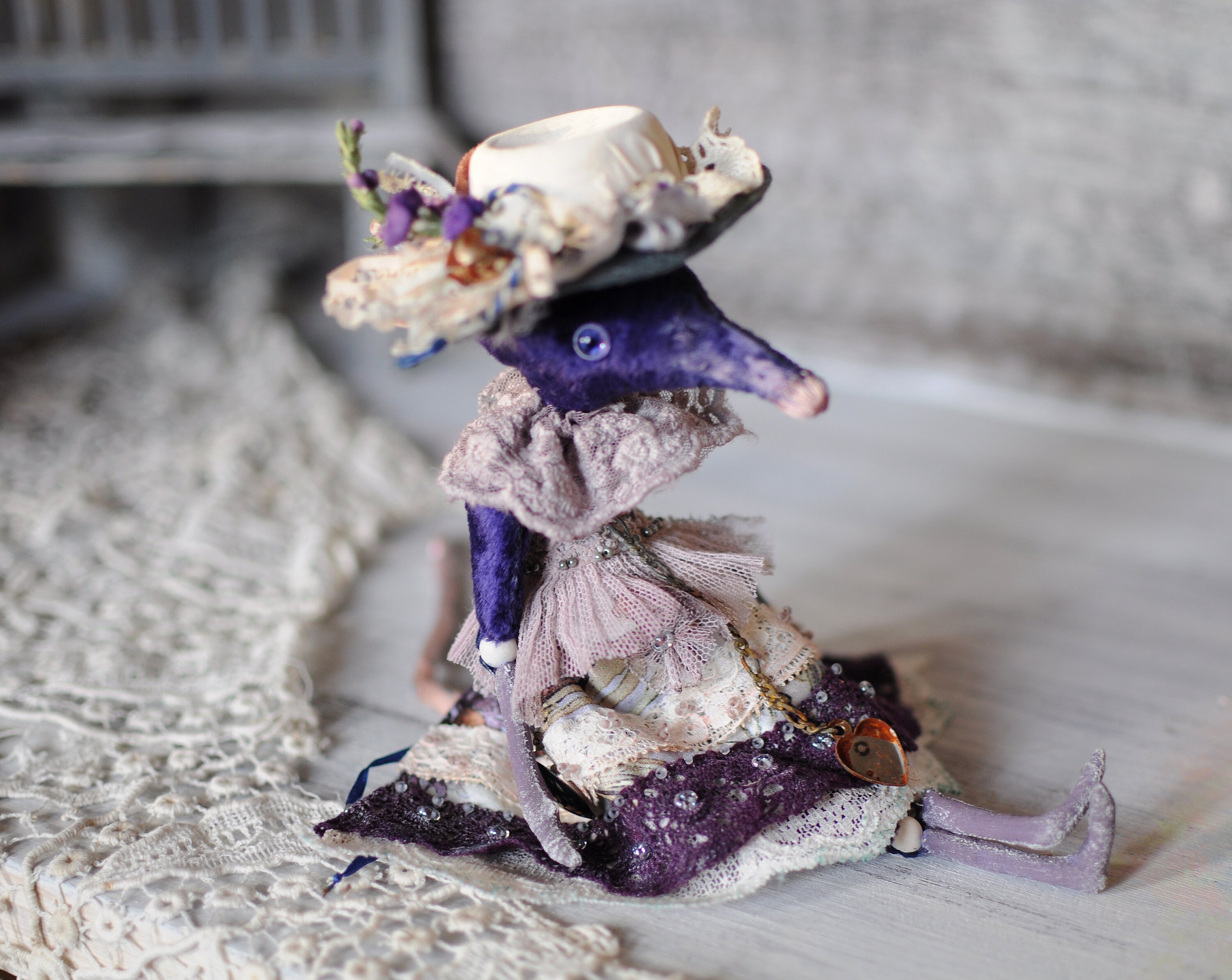 Baby Blue Mouse Art Doll. Poseable Miniature Rat in Tutu - Etsy