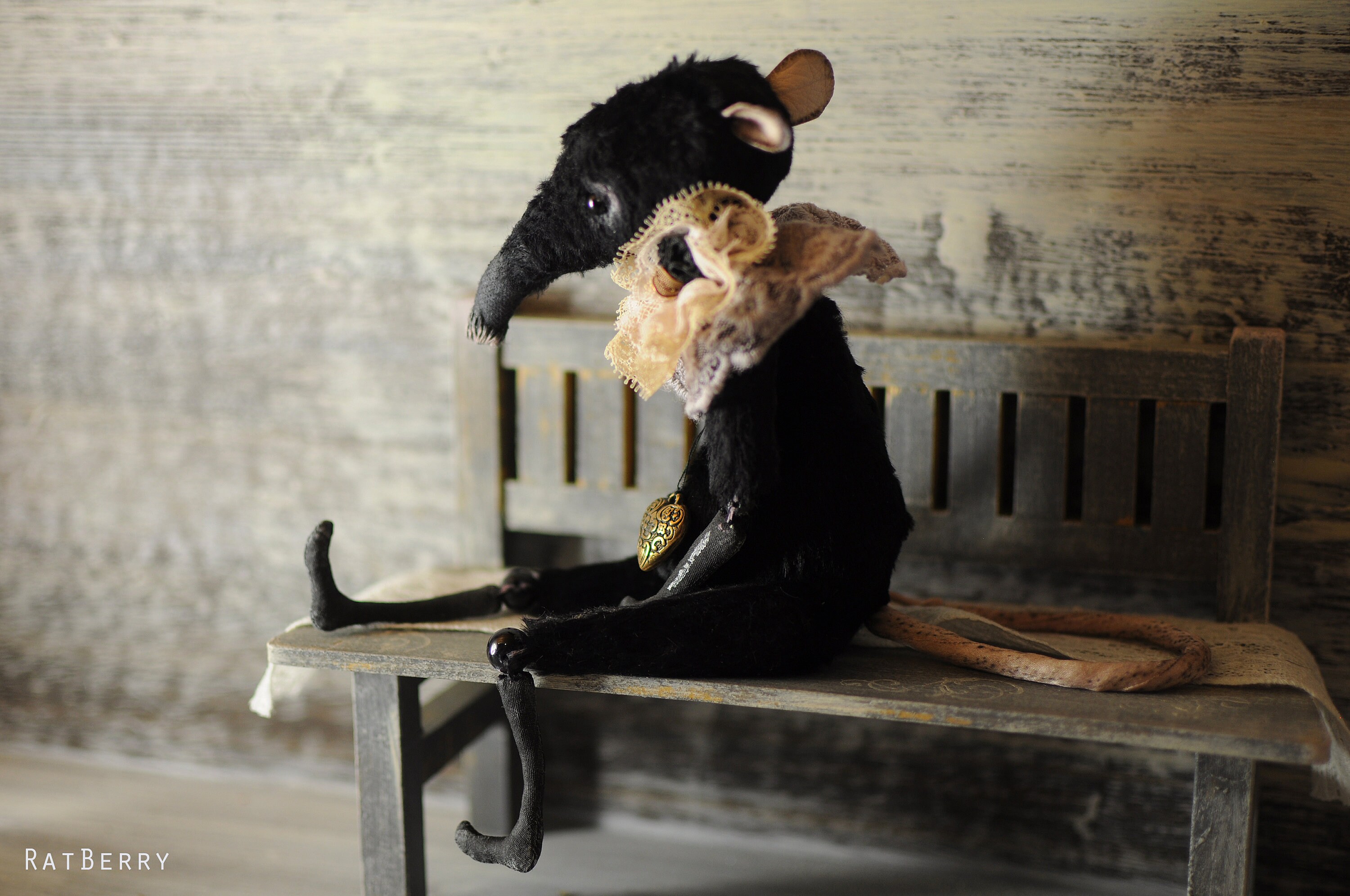 Poseable Black Rat Art Doll: Creepy Miniature With Crocheted Hat - Etsy