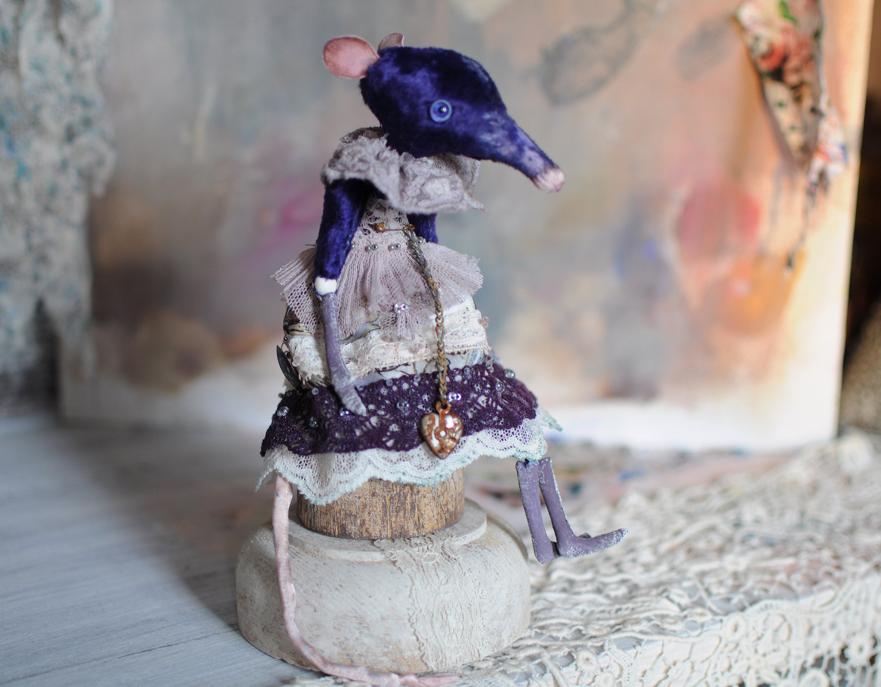 Baby Blue Mouse Art Doll. Poseable Miniature Rat in Tutu - Etsy