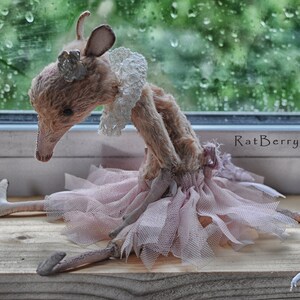 BABY Beige Girl Rat. Creepy Mouse Doll in Tutu. Mom Gift Postpartum ...