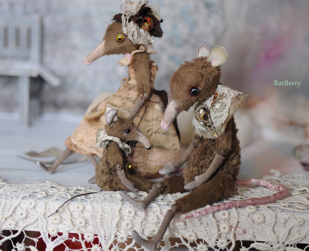 CUSTOM SET of Brown Rats by Ratberry. Poseable Creatures From Baby to Tiny. Miniature Mice ...