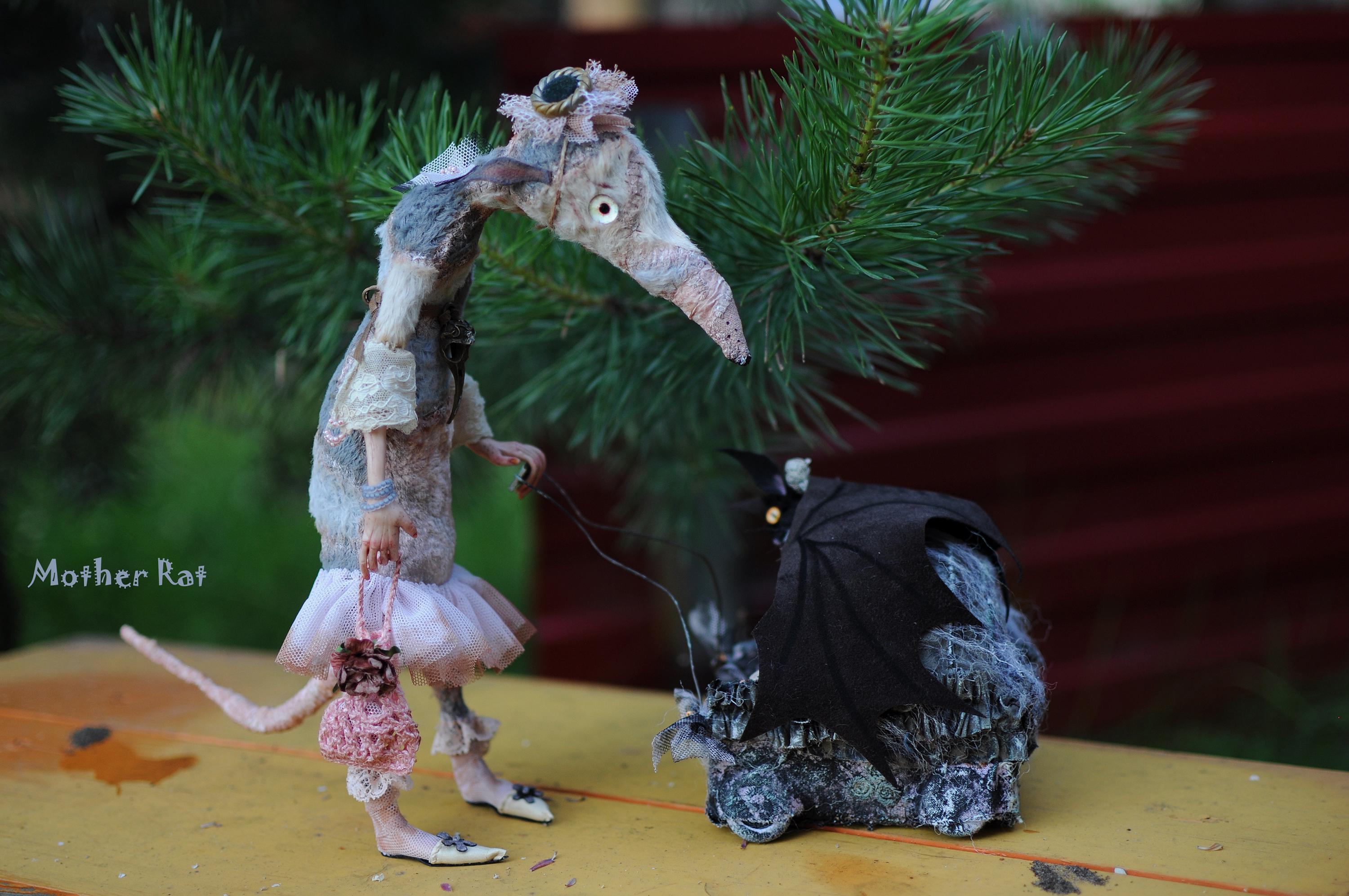 Gothic Doll Mother Rat With Carriage and Babies. Halloween Art Doll ...