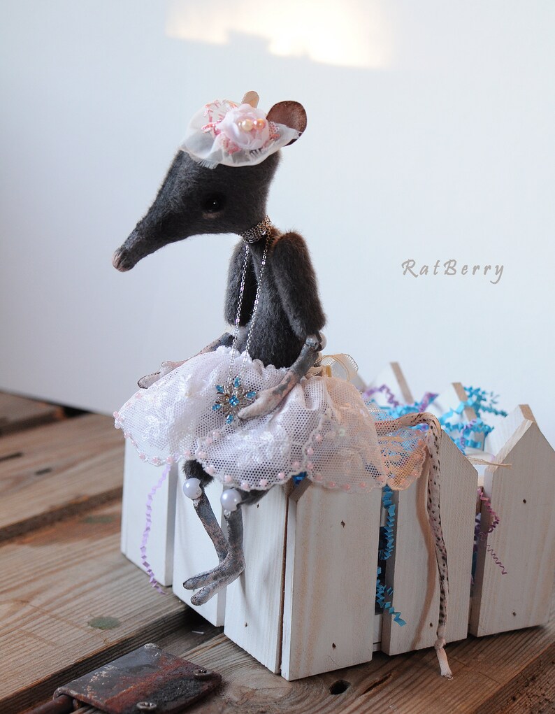 BABY Grey Rat Custom by Ratberry. Creepy Doll Mouse. Halloween Poseable ...