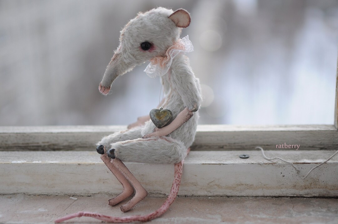 BABY Grey Rat Custom by Ratberry. Creepy Doll Mouse. Halloween Poseable ...