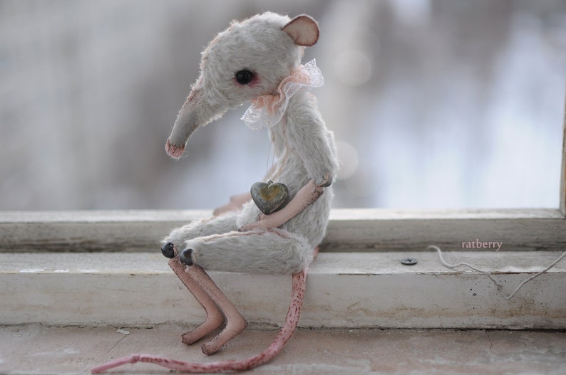 BABY Grey Rat Custom by Ratberry. Creepy Doll Mouse. Halloween Poseable ...
