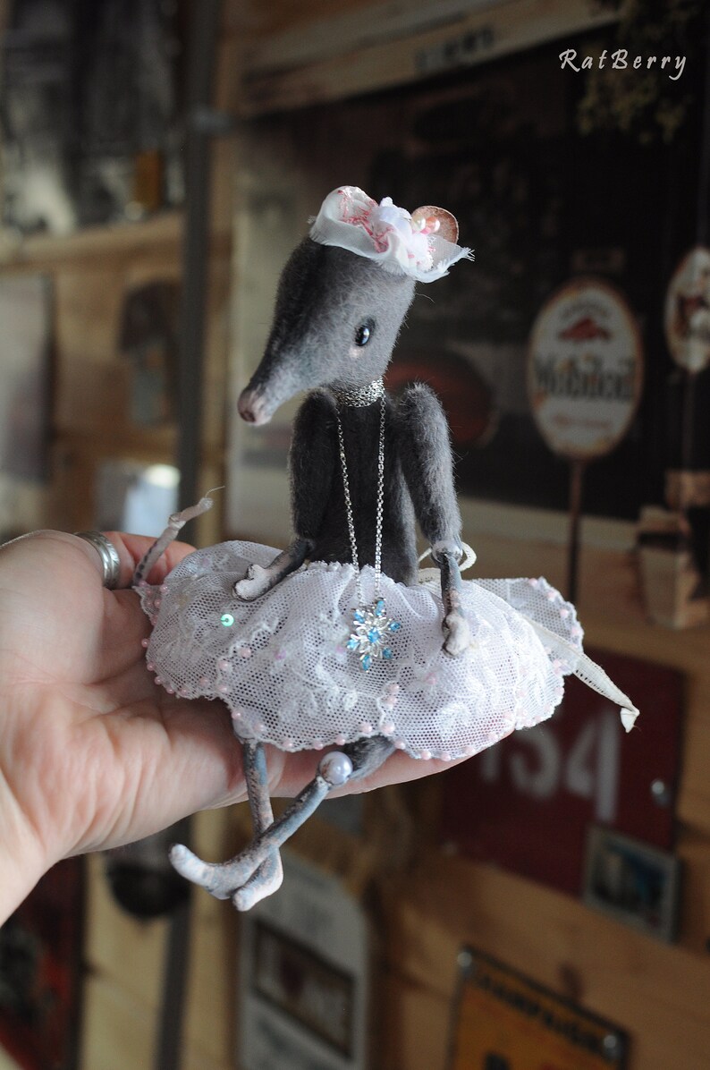 BABY Grey Rat Custom by Ratberry. Creepy Doll Mouse. Halloween Poseable ...
