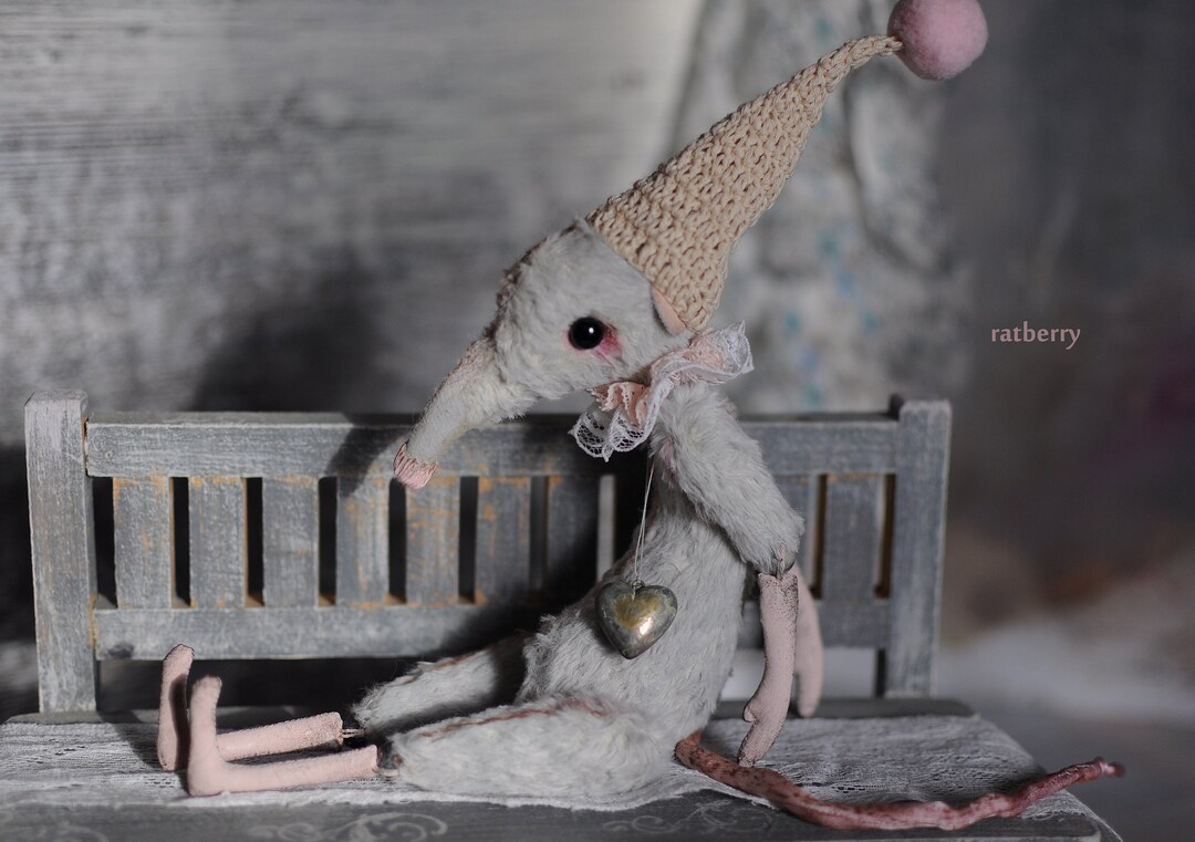 BABY Grey Rat Custom by Ratberry. Creepy Doll Mouse. Halloween Poseable ...