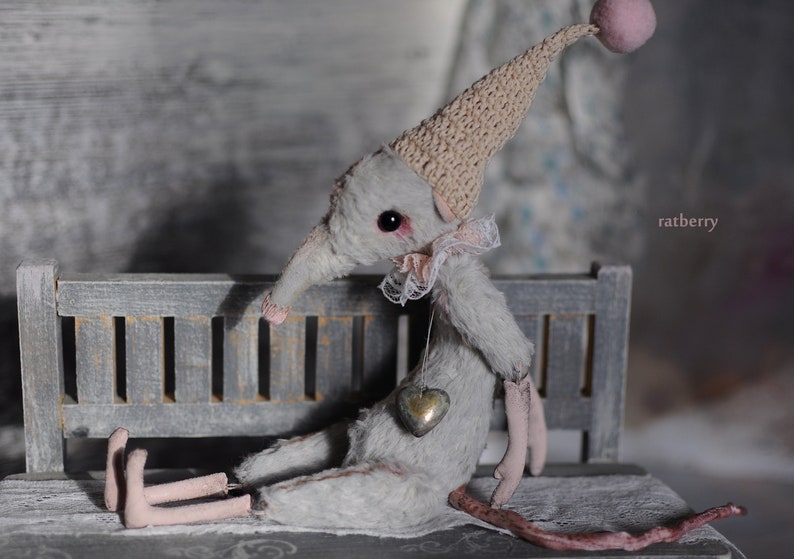 BABY Grey Rat Custom by Ratberry. Creepy Doll Mouse. Halloween Poseable ...