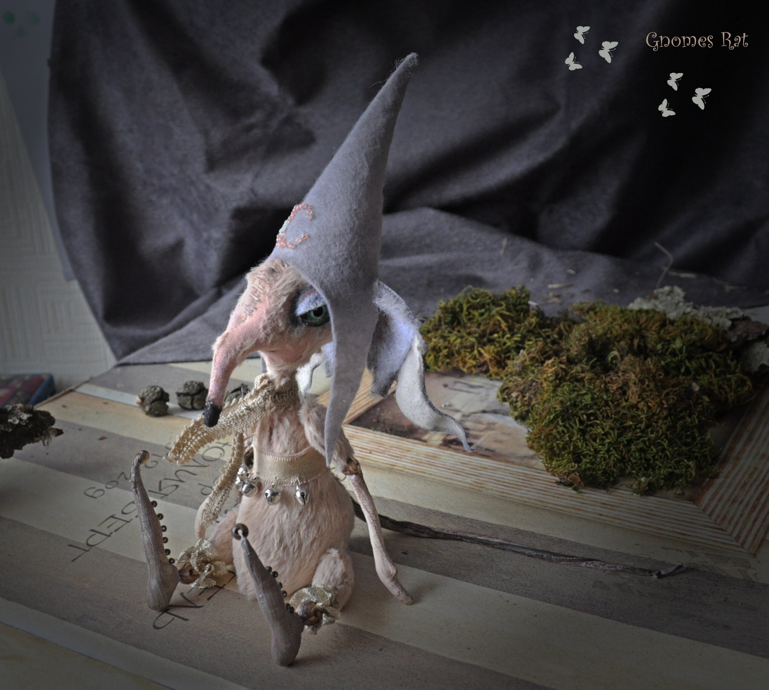 GNOME BEIGE Rat by Ratberry. Fairy Mistique Doll With Picky Hat and ...