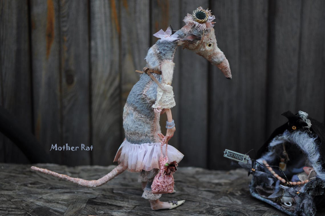Gothic Doll Mother Rat With Carriage and Babies. Halloween Art Doll ...