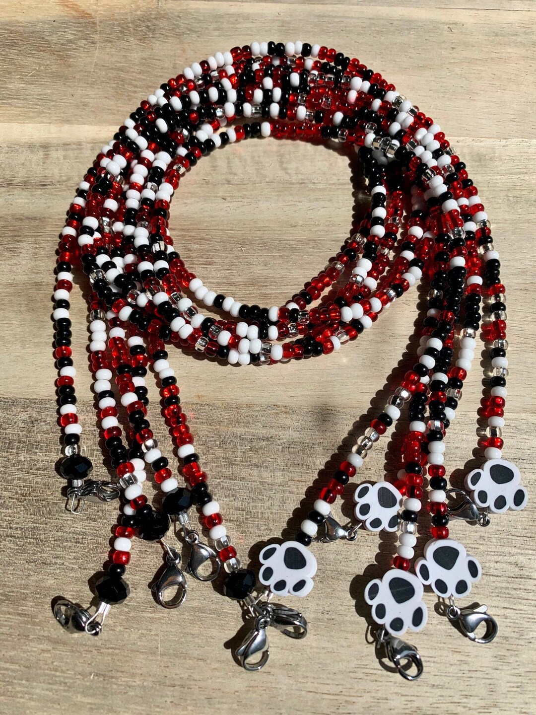 Red, Black and White Dawg Paw Mask Lanyard - Etsy