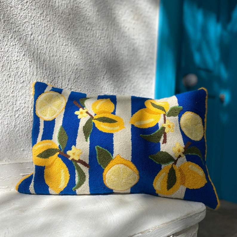 Hand Tufted Lemon Pattern Pillow Cover, Punch Needle ,decorative ...