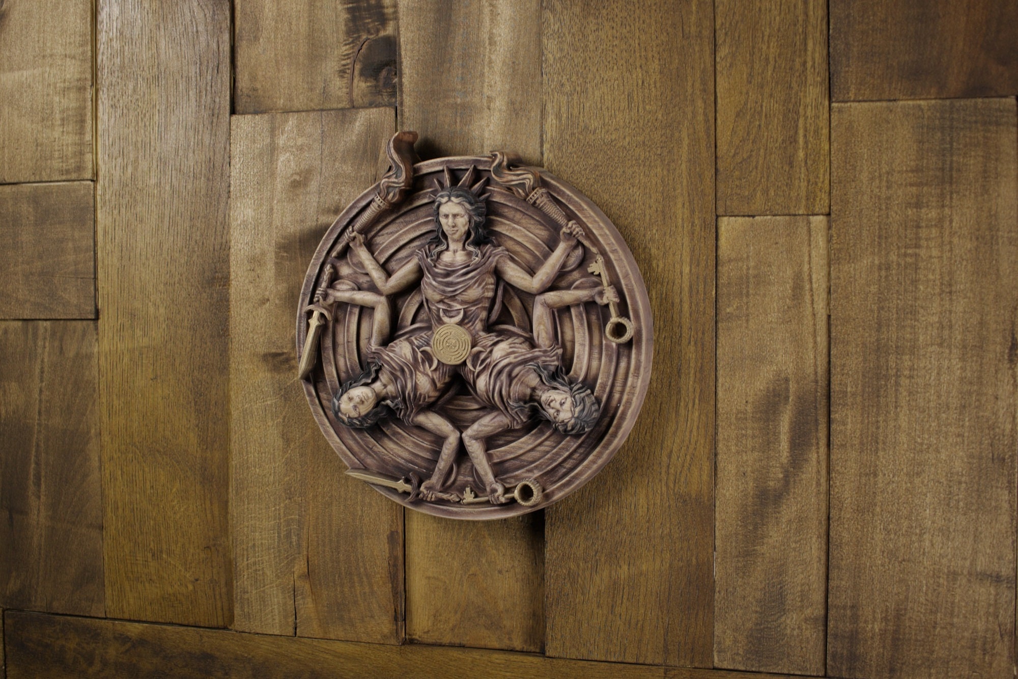 Hekate, Hecate Wooden Wall Art Hecate Statue Triple Goddess Wooden ...