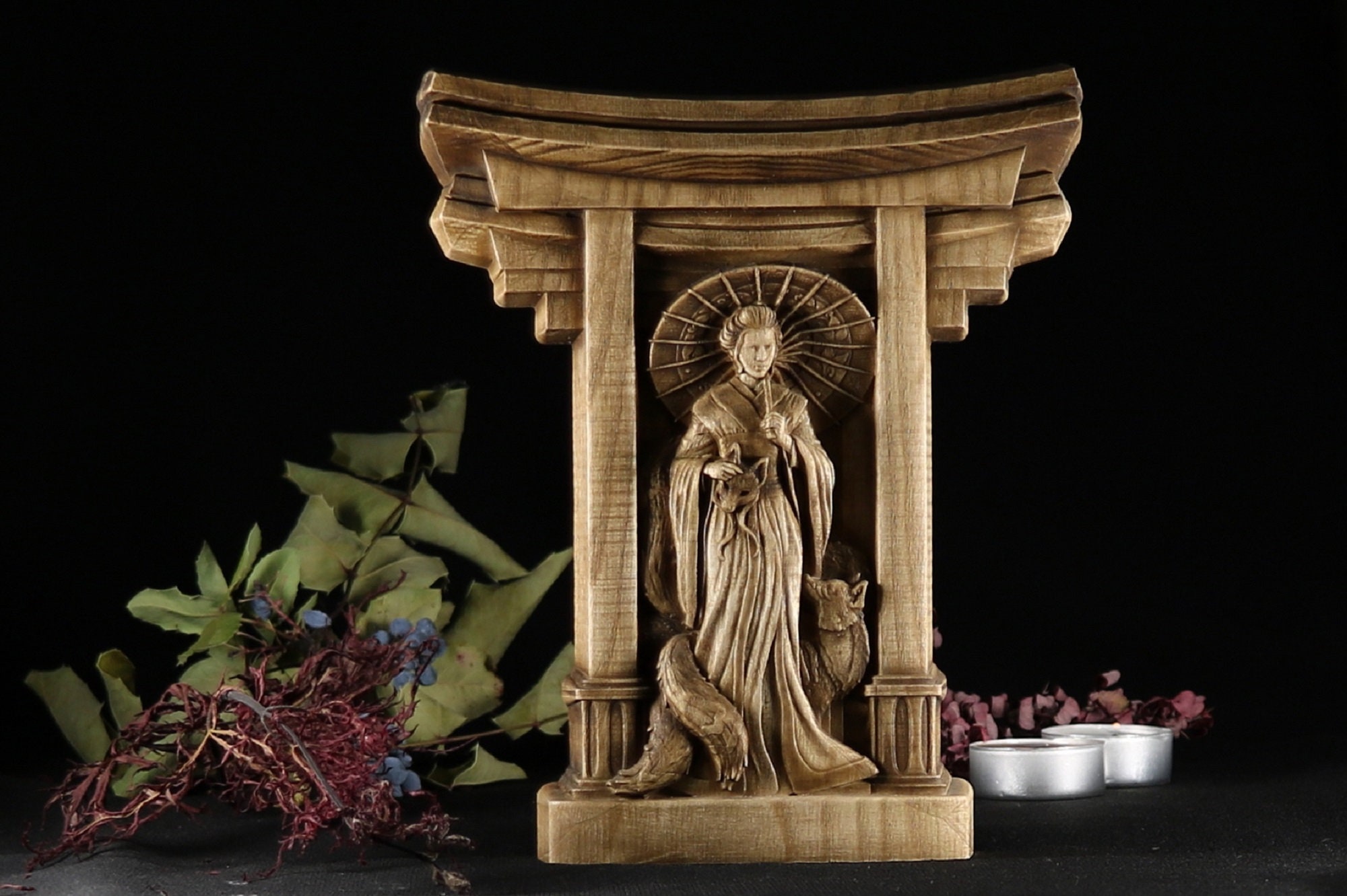 Inari Okami, Kitsune renard Renard japonais Figurine de renard ...