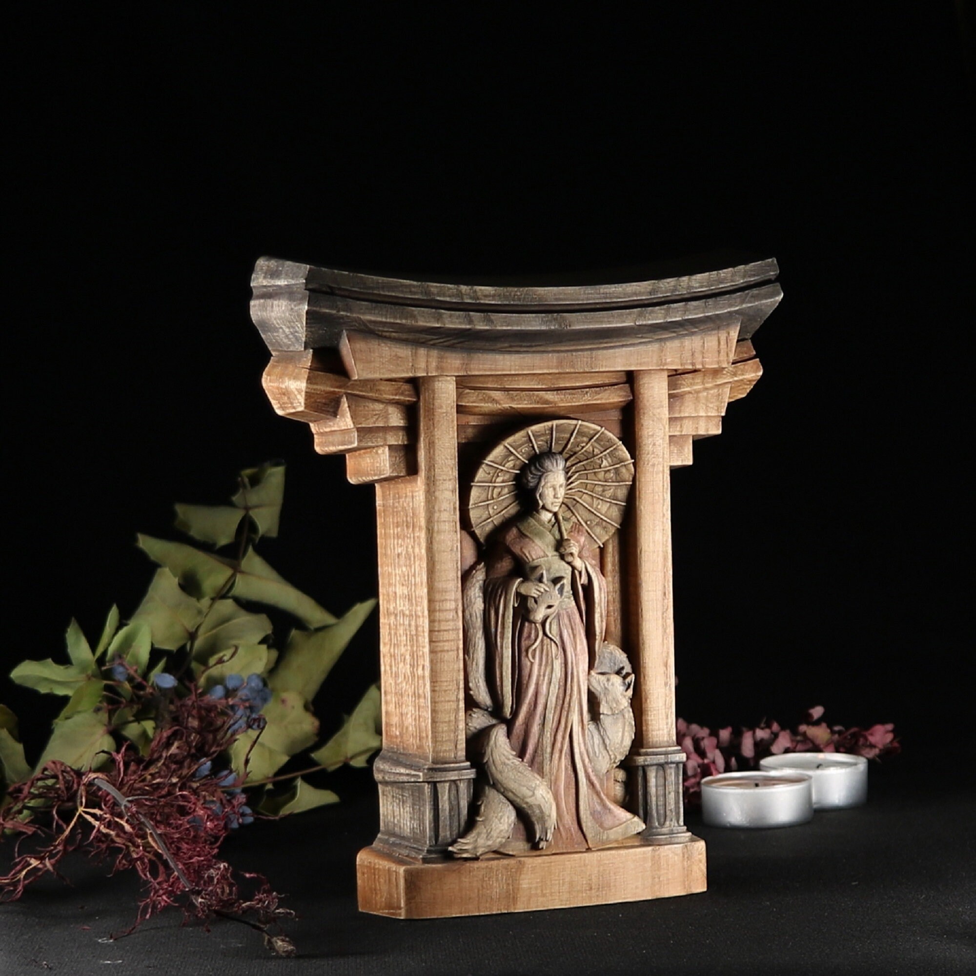 Inari Okami, Kitsune renard Renard japonais Figurine de renard ...