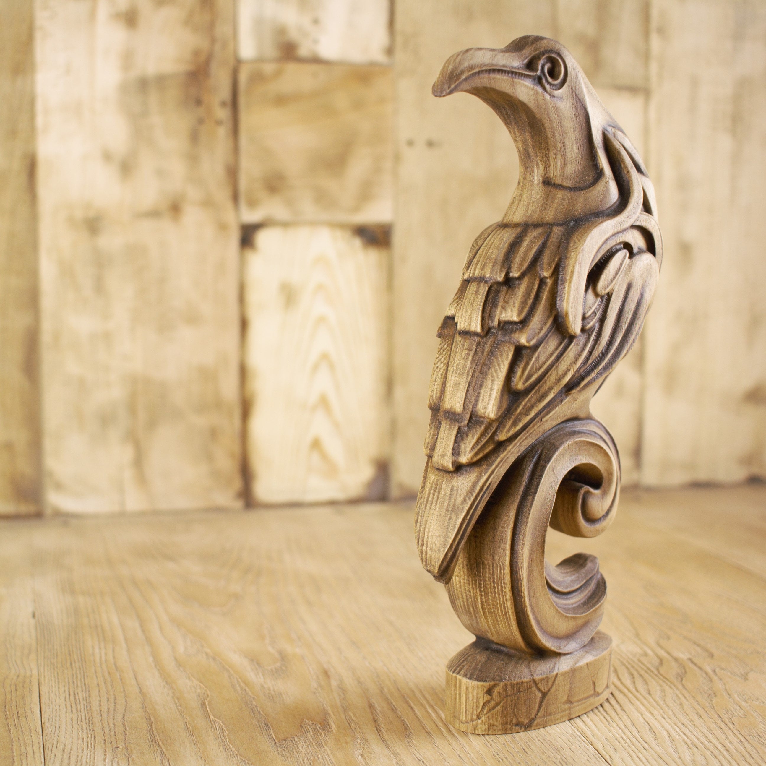 Raven Art, Raven Statue Wooden Bird Raven Sculpture Raven Figurine ...